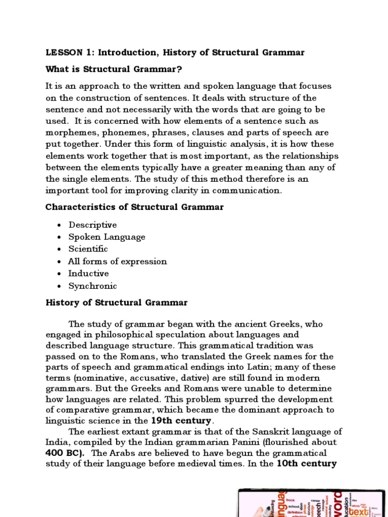 Grammatical Structure of English (Output No. 1) JOAN JAMBALOS ...