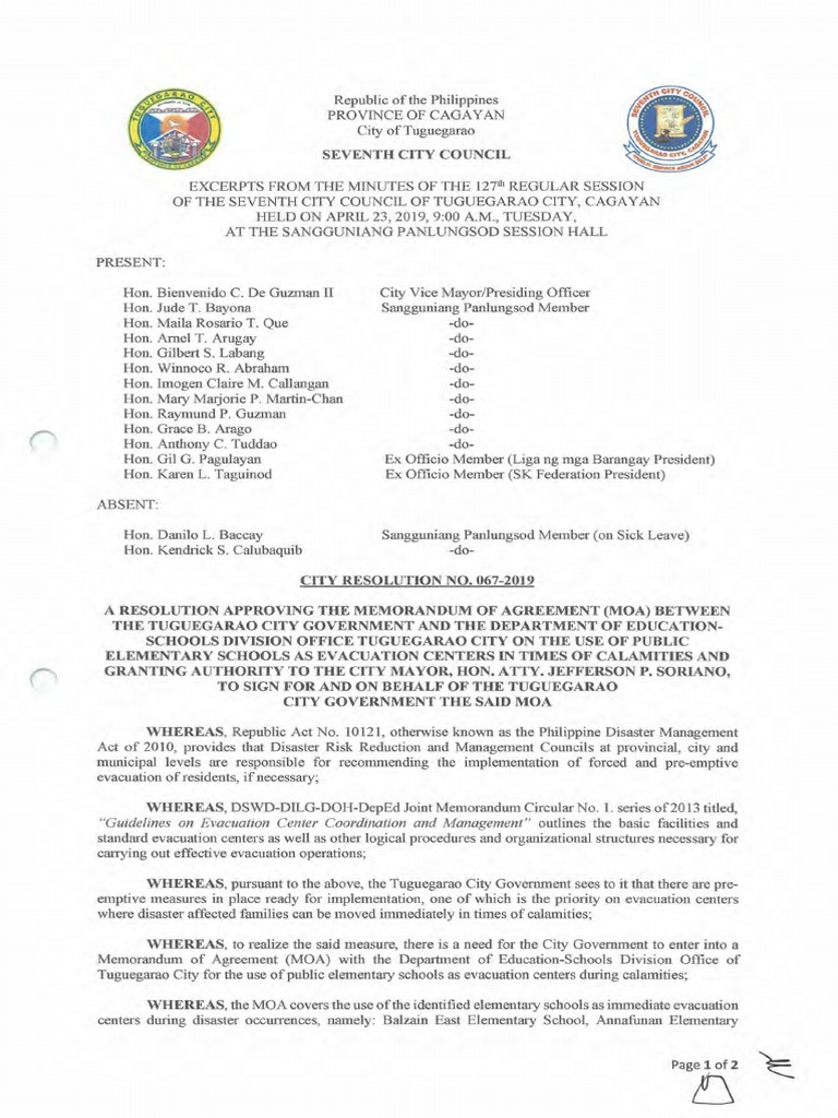 Example Reso On Moa BDRRMC | PDF | Government