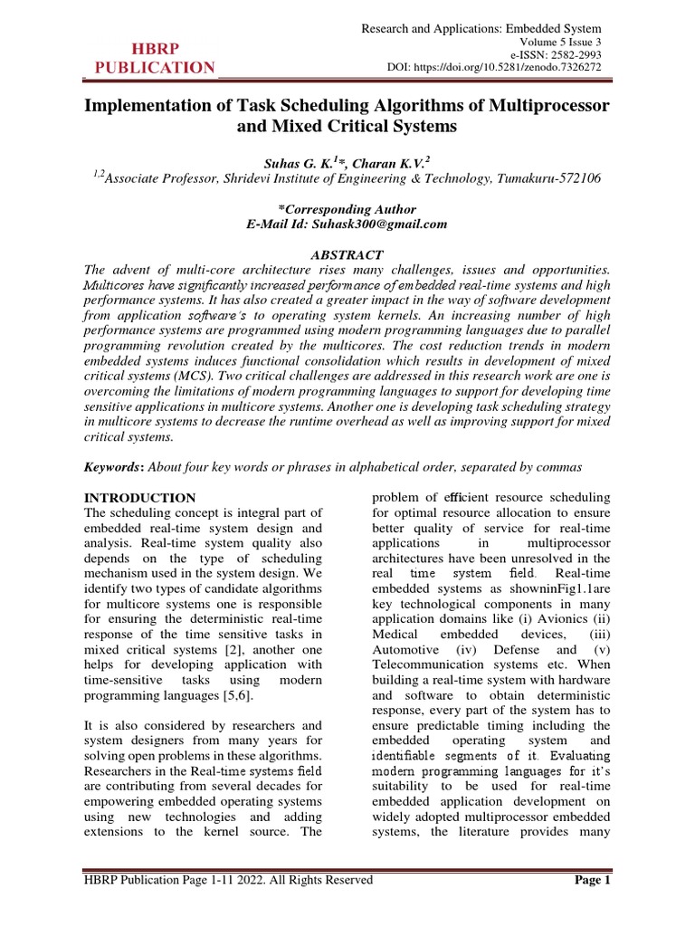 Implementation Of Task Scheduling Algorithms Of Multiprocessor And