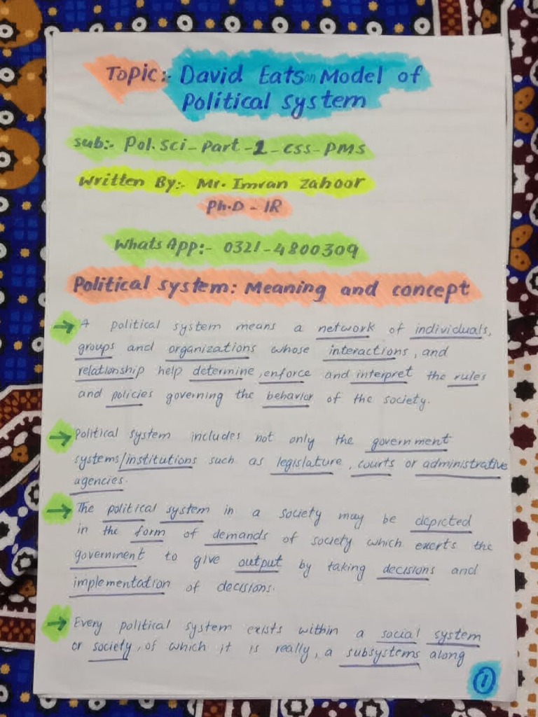David Easton Model of Political System | PDF