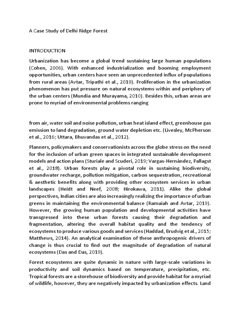 A Case Study of Delhi Ridge Forest | PDF | Environmental Degradation | Ecosystem