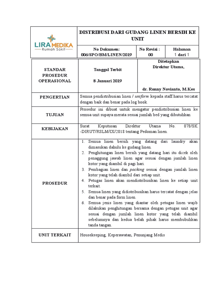 Sop - Linen Distribution | PDF