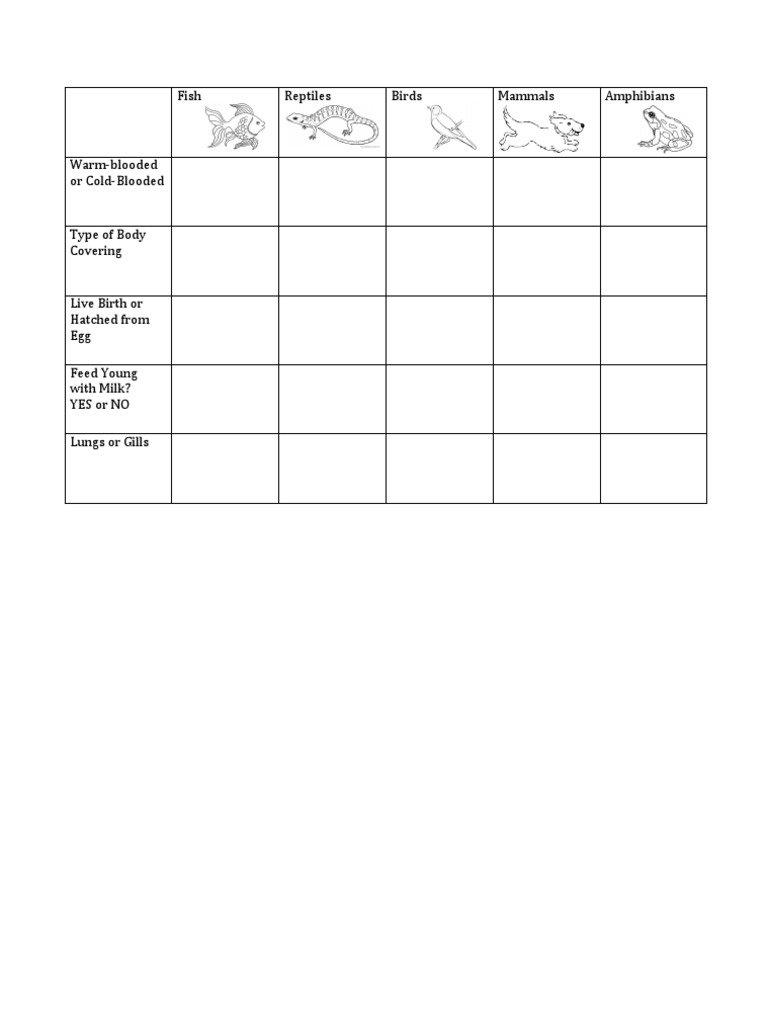 Fish Reptiles Birds Mammals Amphibians | PDF