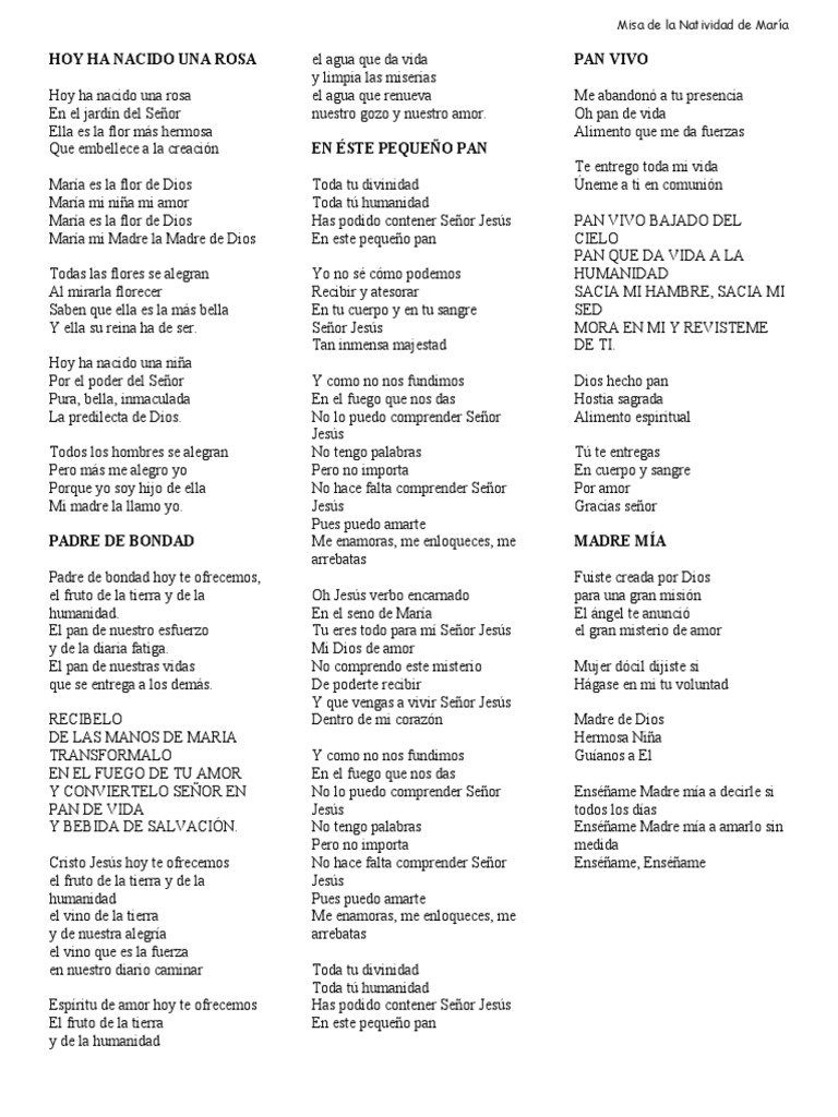 Hoy Ha Nacido Una Rosa Pdf María Madre De Jesús Cristo Título