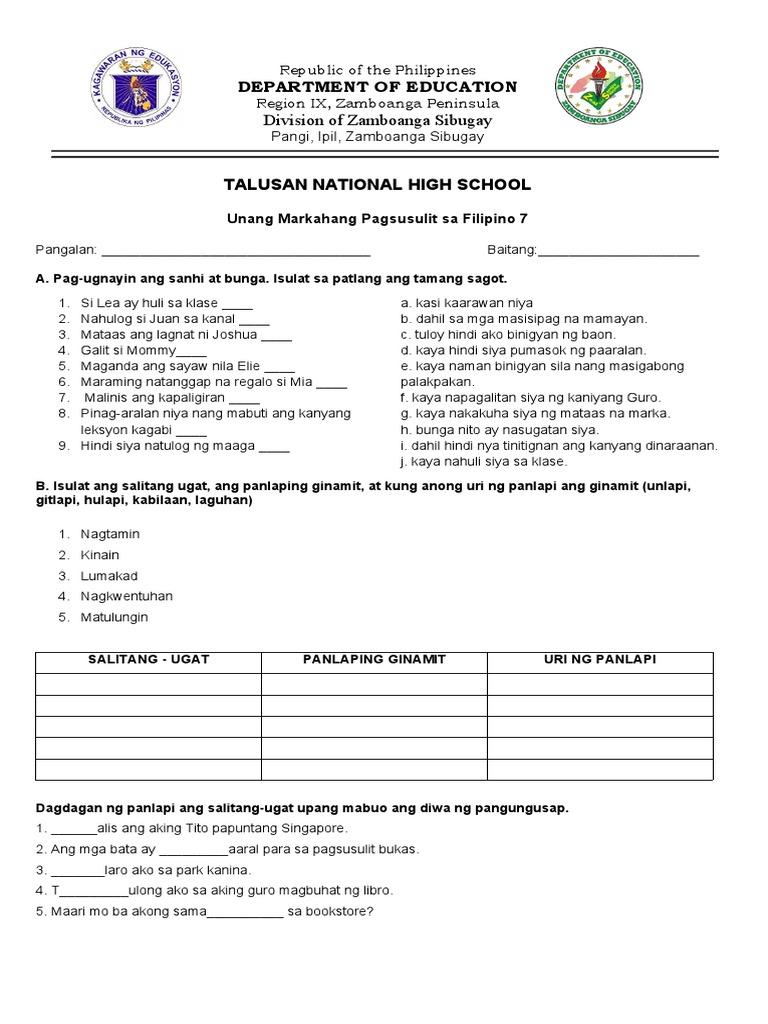 First Q Exam Fil 7 | PDF