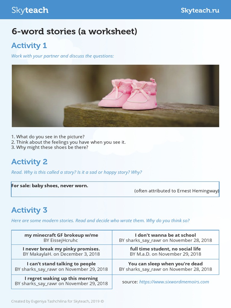 6 Word Stories Worksheet | PDF | Language Arts & Discipline