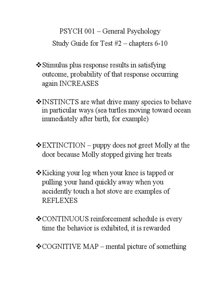PSYCH 001 Study Guide For Test #2 - Summer 21 | PDF