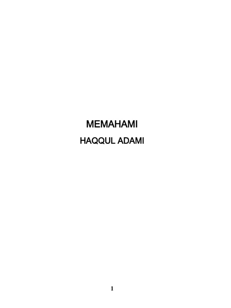 Memahami Haqqul Adami | PDF