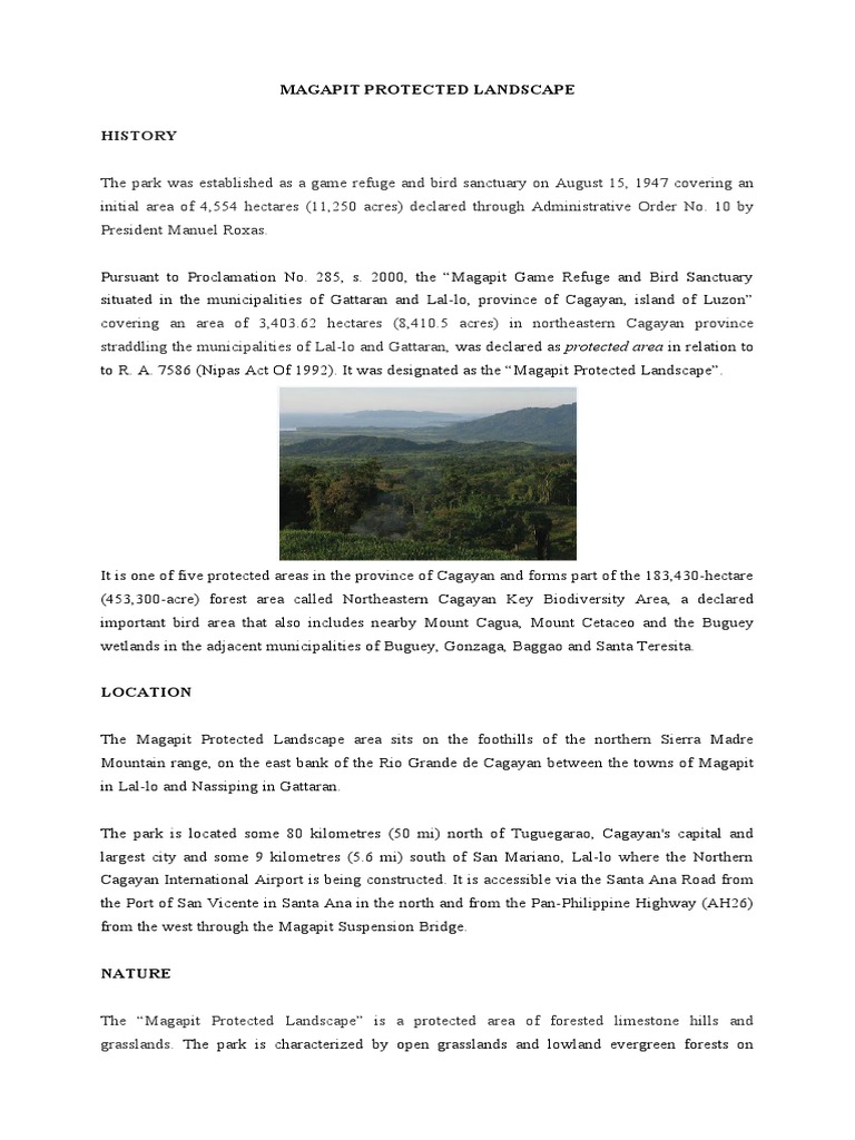 Magapit Protected Landscape Overview | PDF | Birds | Organisms