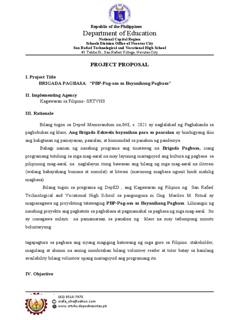 PROJECT-PROPOSAL-Brigada-Pagbasa 2023 | PDF