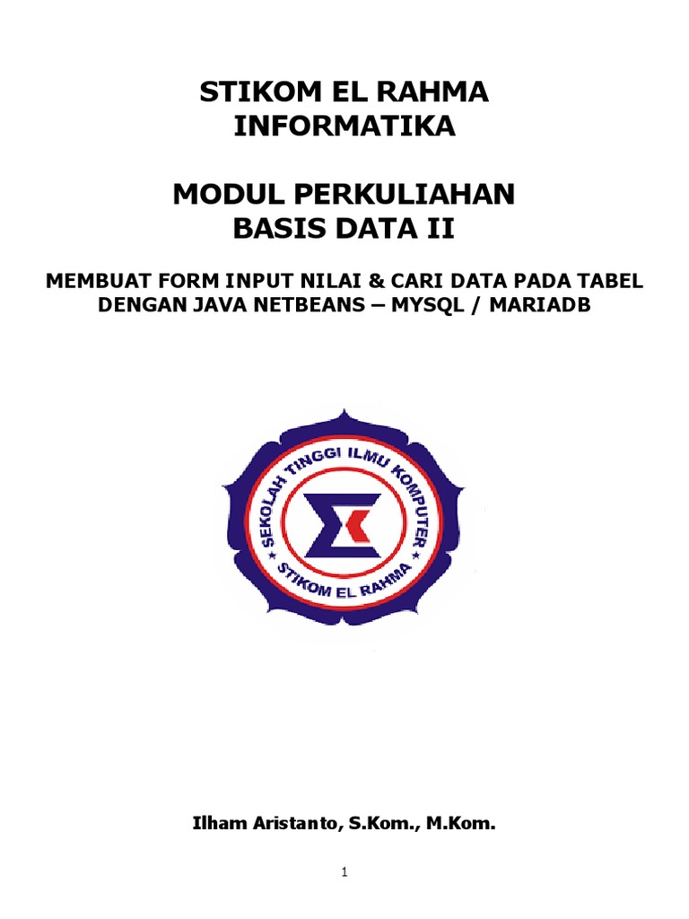 Membuat Form Input Nilai And Cari Data Di Tabel Dengan Java Netbeans Sql Pdf