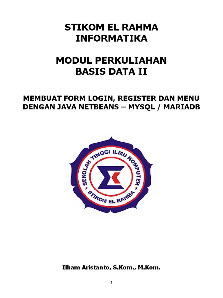 Membuat Form Login Register Menu Dengan Java Netbeans - SQL | PDF Membuat Form Login Register Menu Dengan Java Netbeans - SQL | PDF