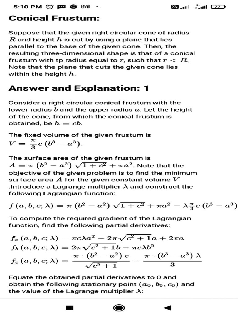 Optimizing Surface Area of Frustum | PDF | Mathematical Objects | Geometry
