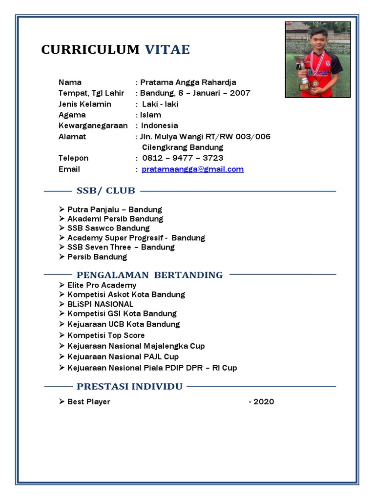 CV Profil Pesepakbola | PDF