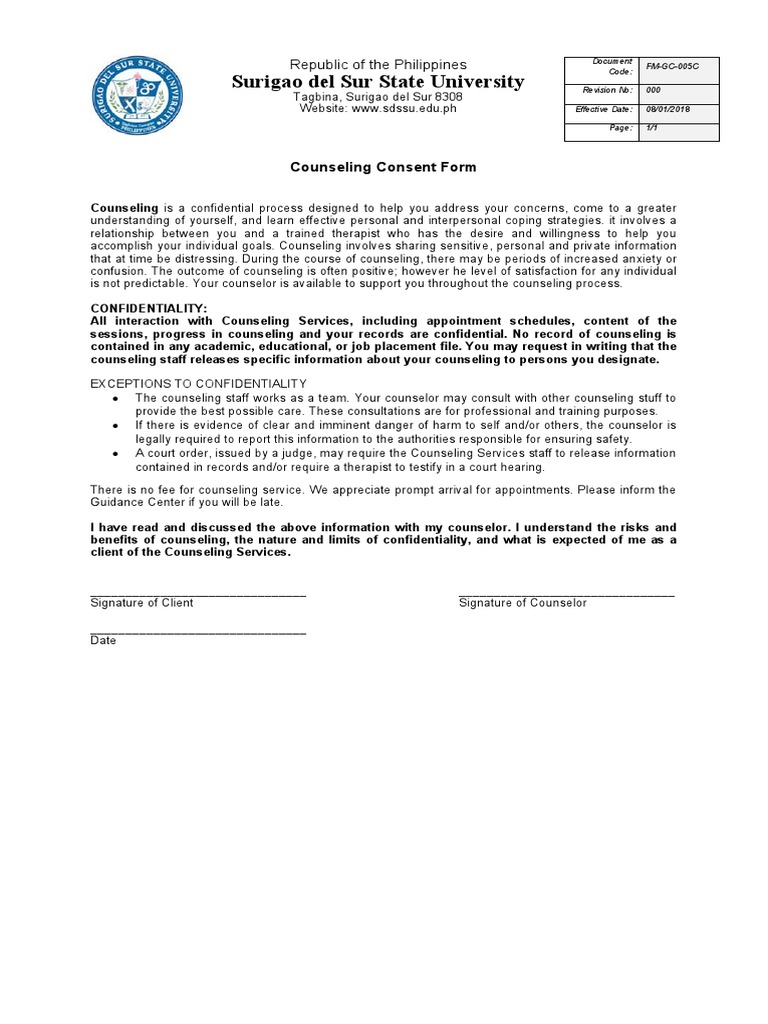 Counseling Consent | PDF | Counseling Psychology | School Counselor
