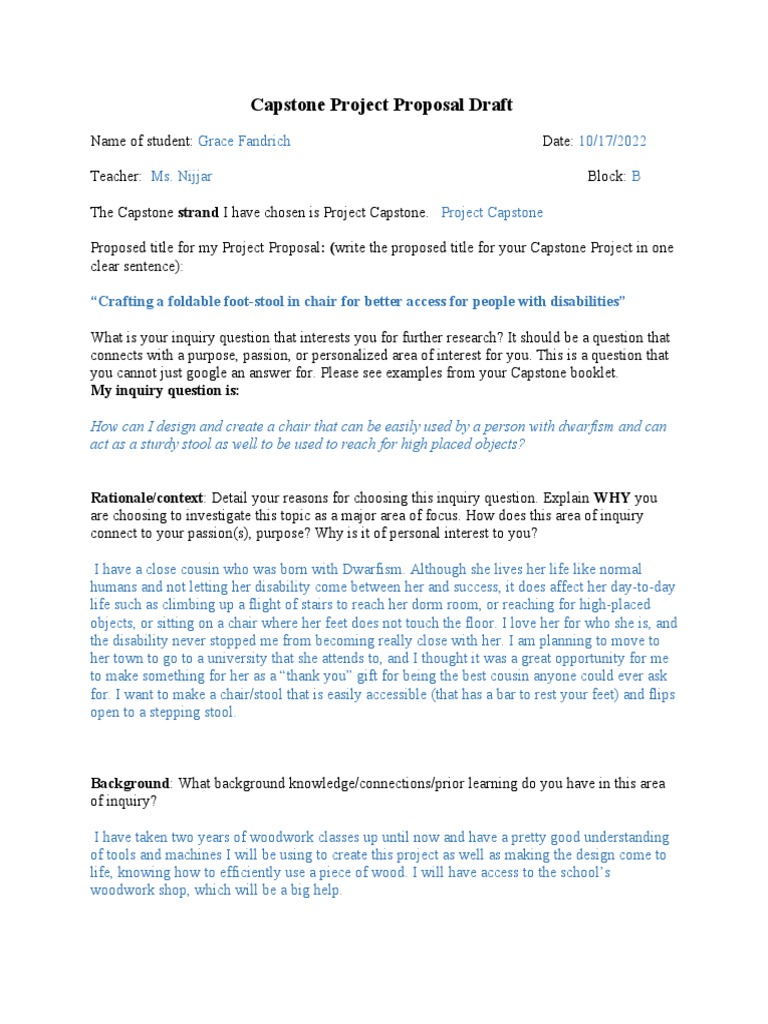 Draft Capstone Proposal | Download Free PDF | Woodworking | Mentorship