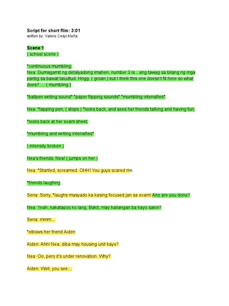 Script For Short Film - 3 - 01 | PDF