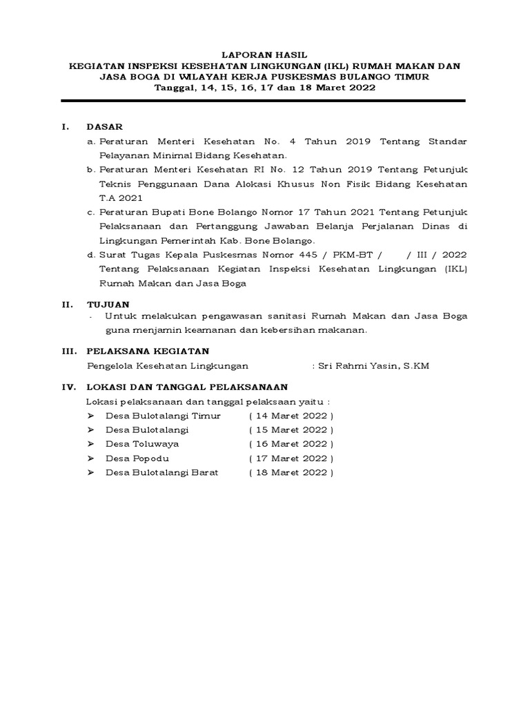 Laporan Hasil Ikl Rumah Makan | PDF