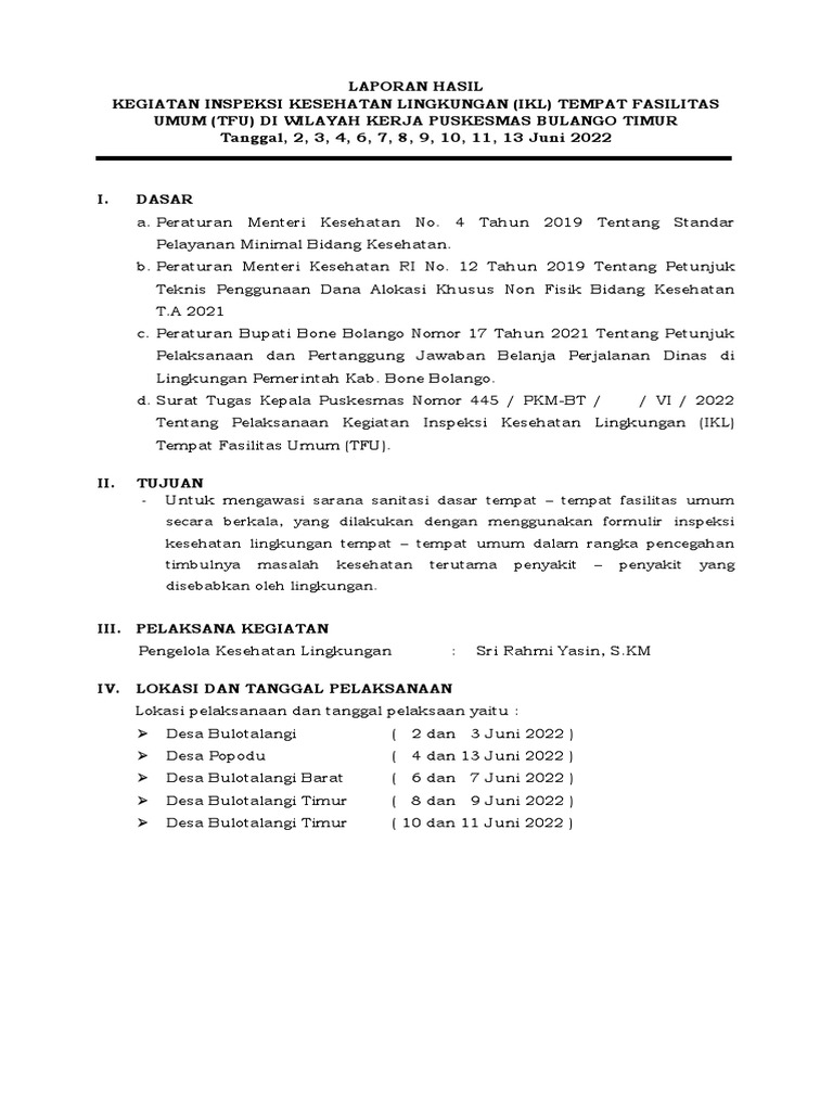 Laporan Hasil Ikl Tfu | PDF
