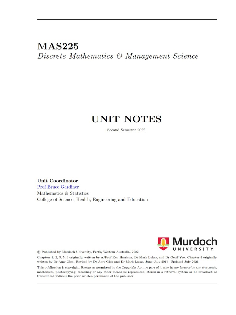 Unit Notes MAS225 | PDF