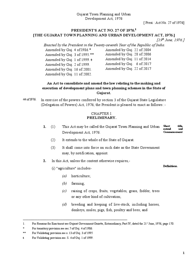 Gujarat Town Planning Act, 1976 | PDF