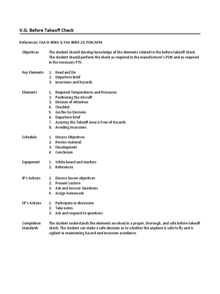 05.G. Before Takeoff Check | PDF | Takeoff | Aircraft