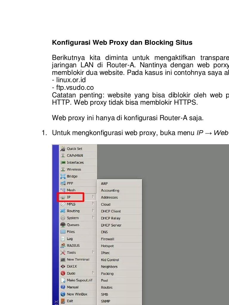 Konfigurasi Web Proxy Dan Blocking Situs | PDF