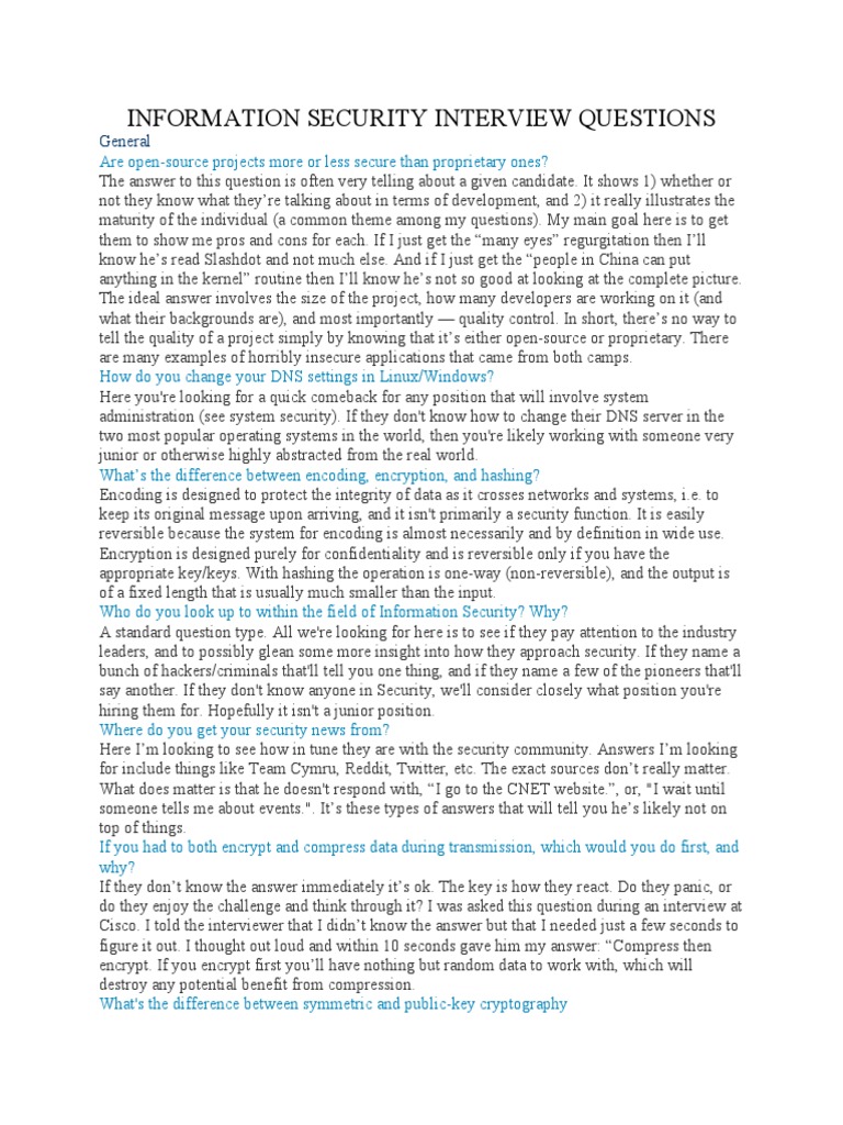 Information Security Interview Questions | PDF | Proxy Server ...