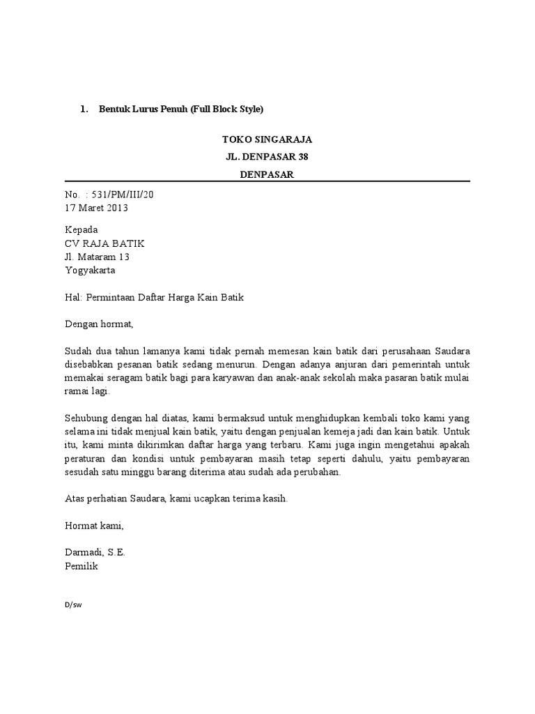 Bentuk Bentuk Surat | PDF