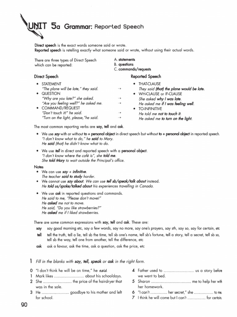 Reported Speeech CPE - Use - of - English | PDF | Semantic Units | Syntax