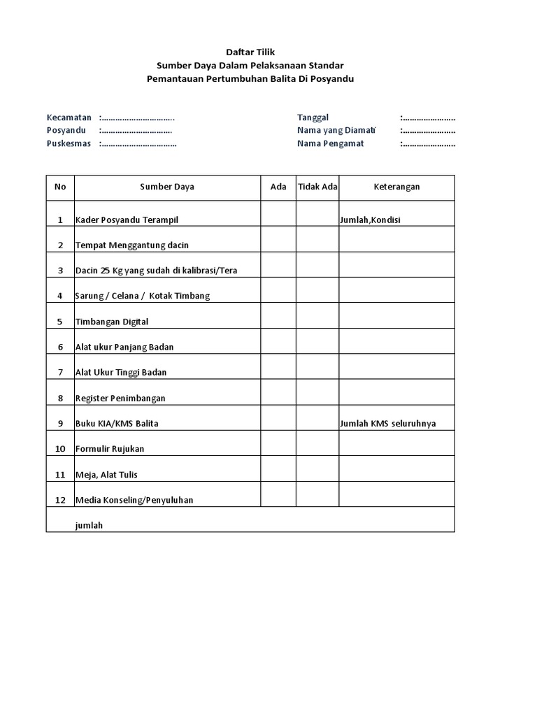 2022 Daftar Tilik BPB | PDF