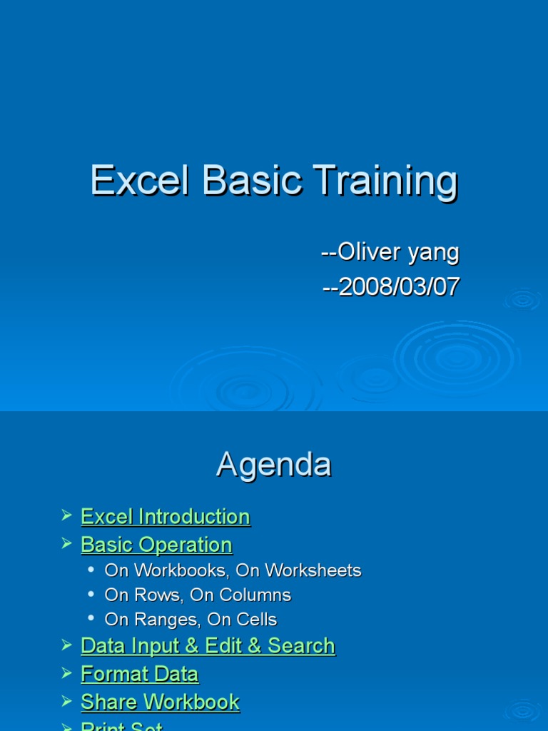 Vdocument In Ms Excel Basic Training Pdf Microsoft Excel Computer Science 