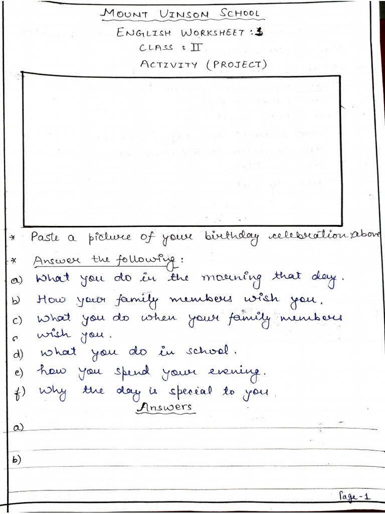 English Worksheets Class 2 | PDF