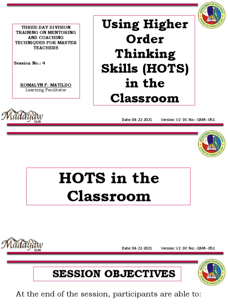 Integrating HOTS in Classroom Training | PDF | Cognitive Psychology ...