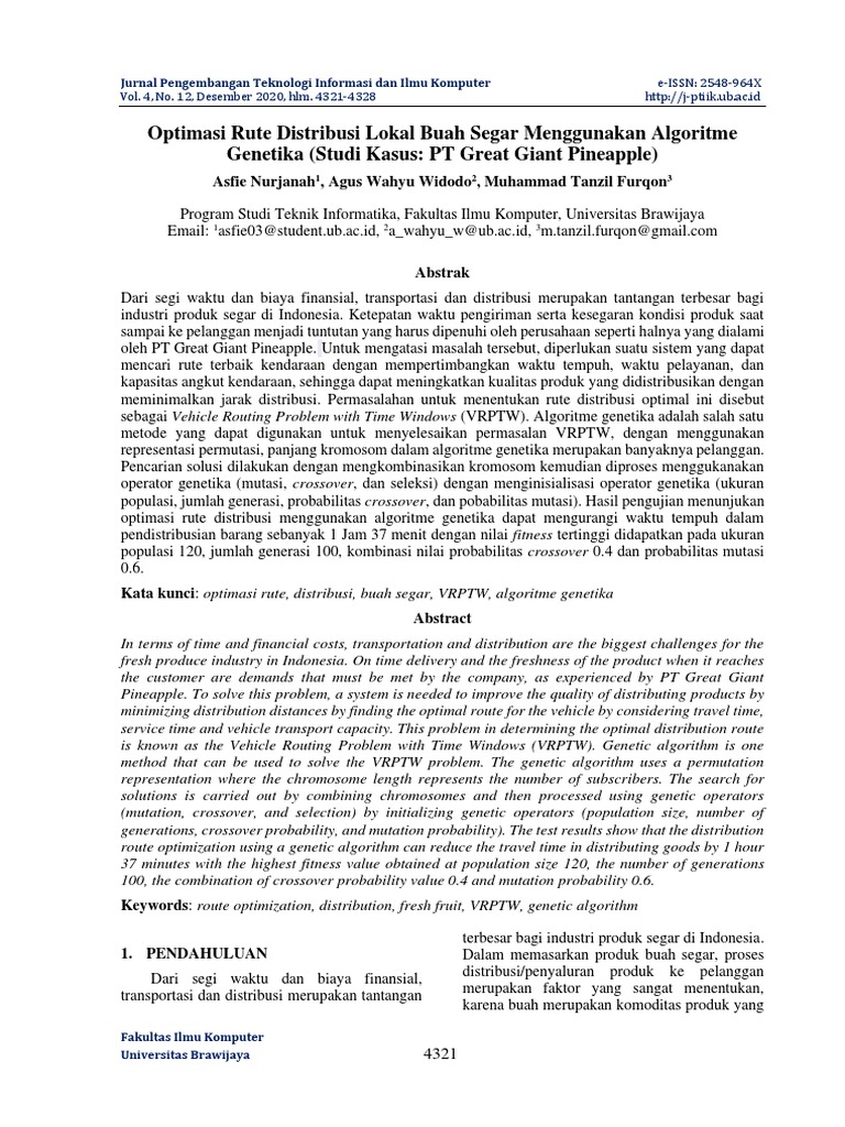 Optimasi Rute Distribusi Lokal Buah Segar Menggunakan Algoritme ...
