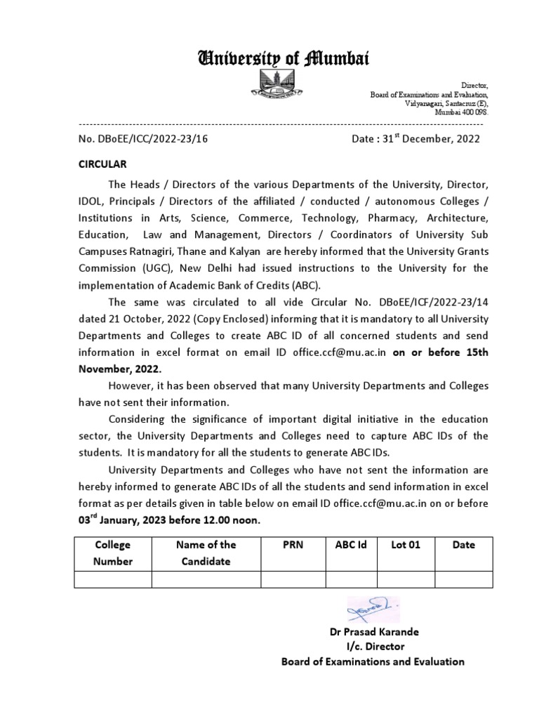 Circular - Abc University Dept. and Colleges | PDF | Personal Identification Number | Cyberspace
