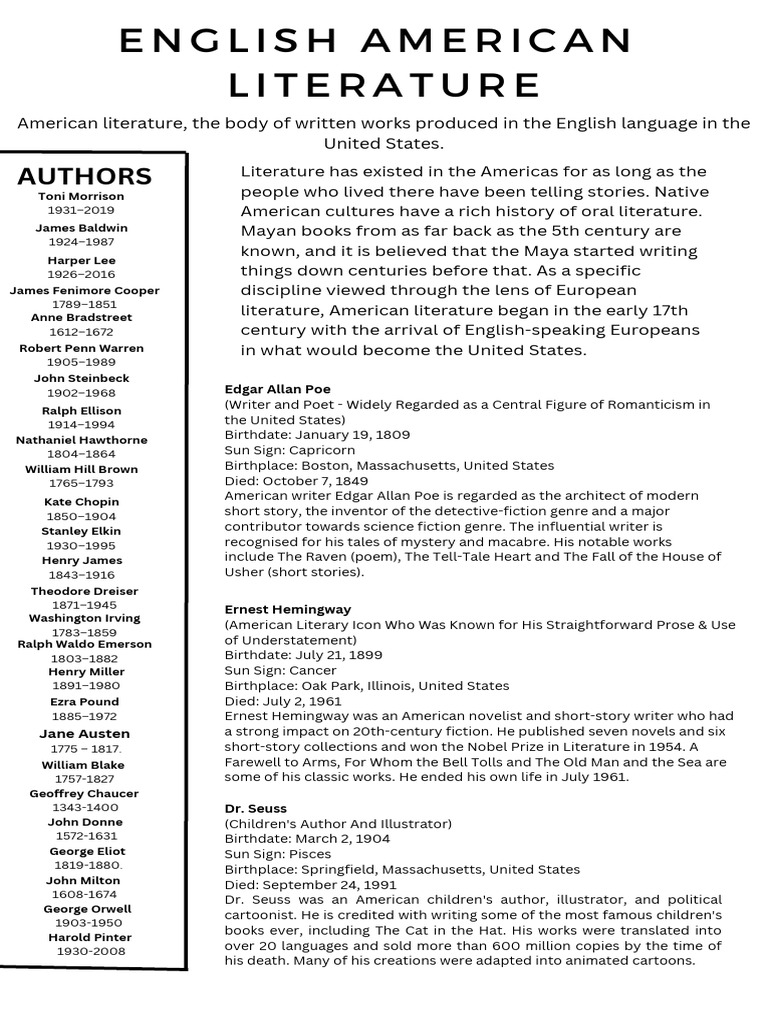 English American Literature | PDF
