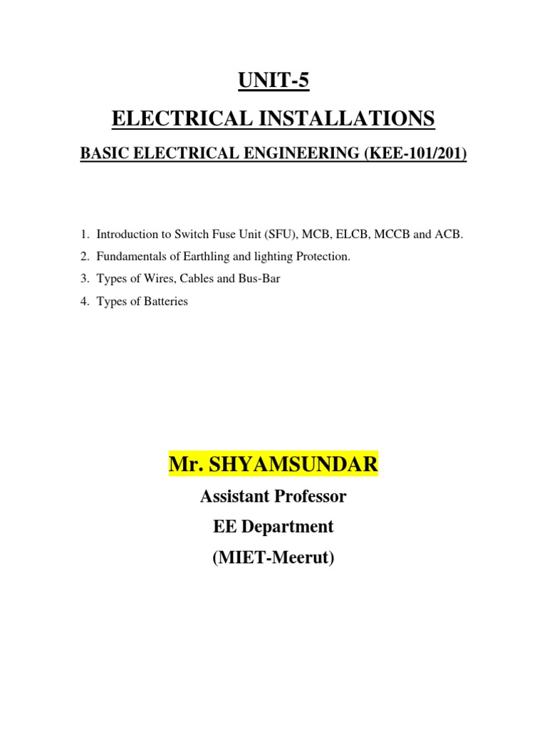 Unit-5 Bee | PDF | Anode | Fuse (Electrical)