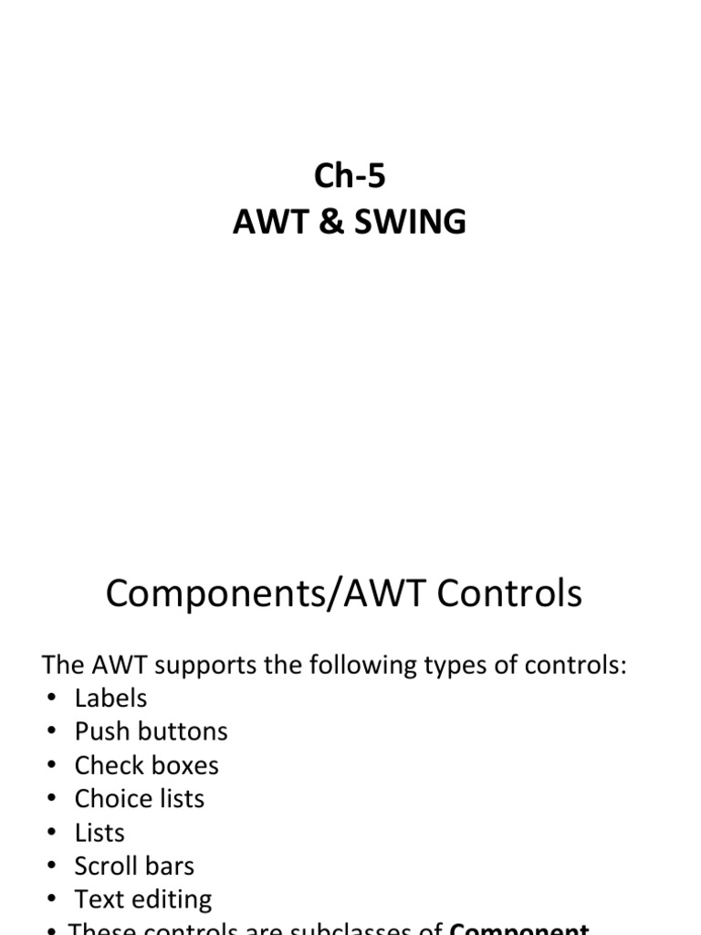 Ch-5 Awt & Swing | PDF | Programming Paradigms | Software Engineering