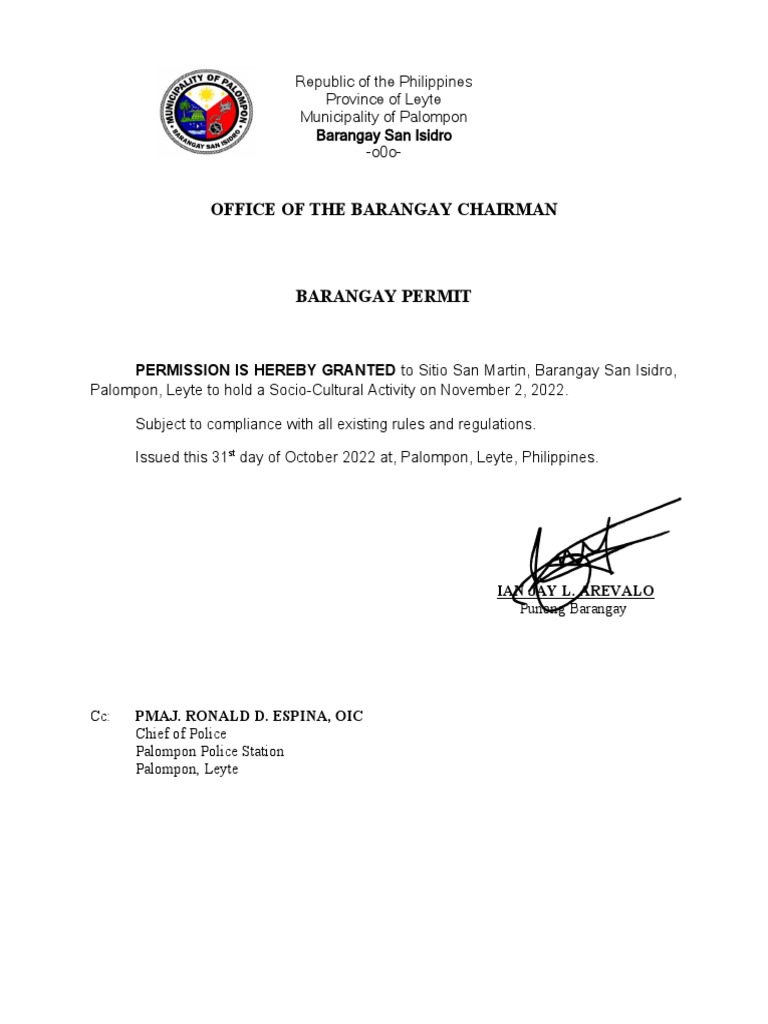 Brgy. Permit To Disco | PDF