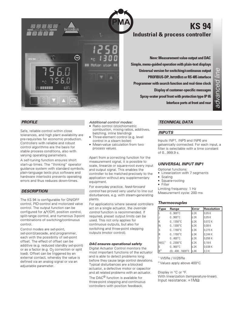 KS 94 Datasheet | PDF | Control Theory | Sensor