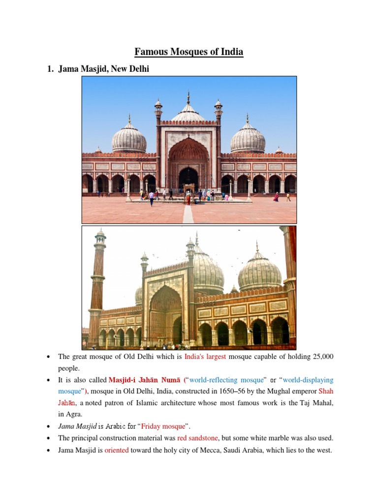 Famous Mosques of India | PDF | Mosque
