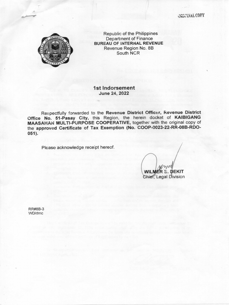 BIR Tax Exemption Cert 2 | PDF