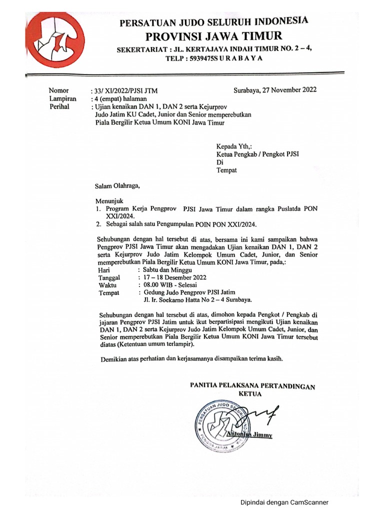 Surat Kejurprov 2022 | PDF