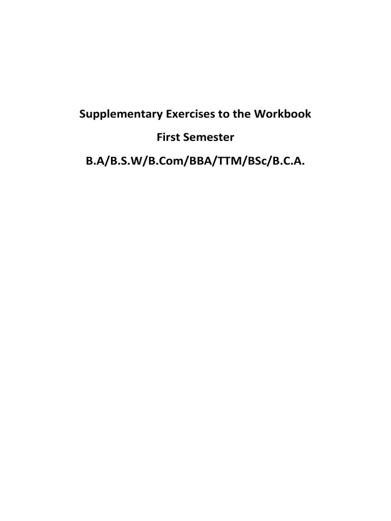 Supplementary Exercises For The Workbook 2022-23 | PDF | Question ...