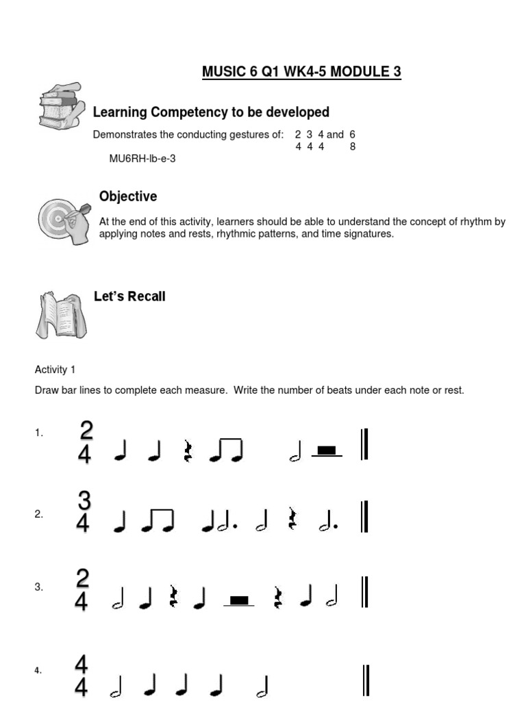 Music Grade6 Quarter1 Module 3week4-5 | PDF | Rhythm | Tempo