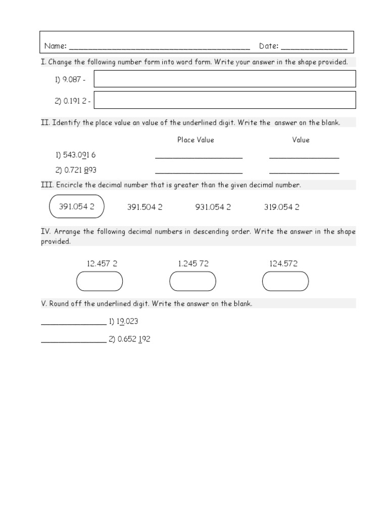 Decimals Practice | PDF