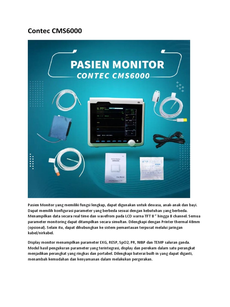 Contec CMS6000 Pasien Monitor | PDF | Teknologi & Rekayasa