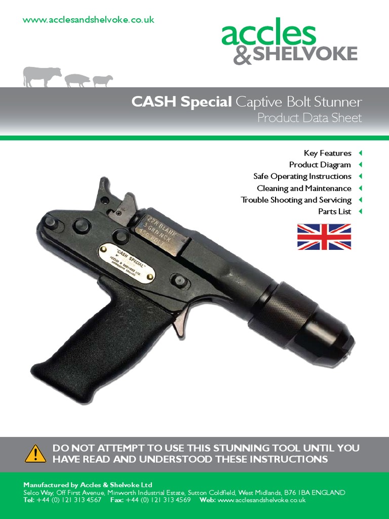 Cash Special Product Data Sheet | PDF | Trigger (Firearms) | Gun Barrel
