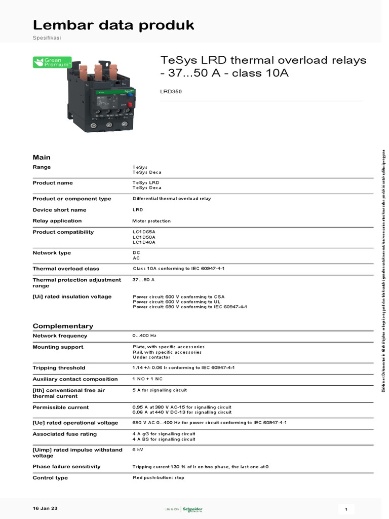 TeSys Deca Overload Relays - LRD350 | PDF | Relay | Electronics